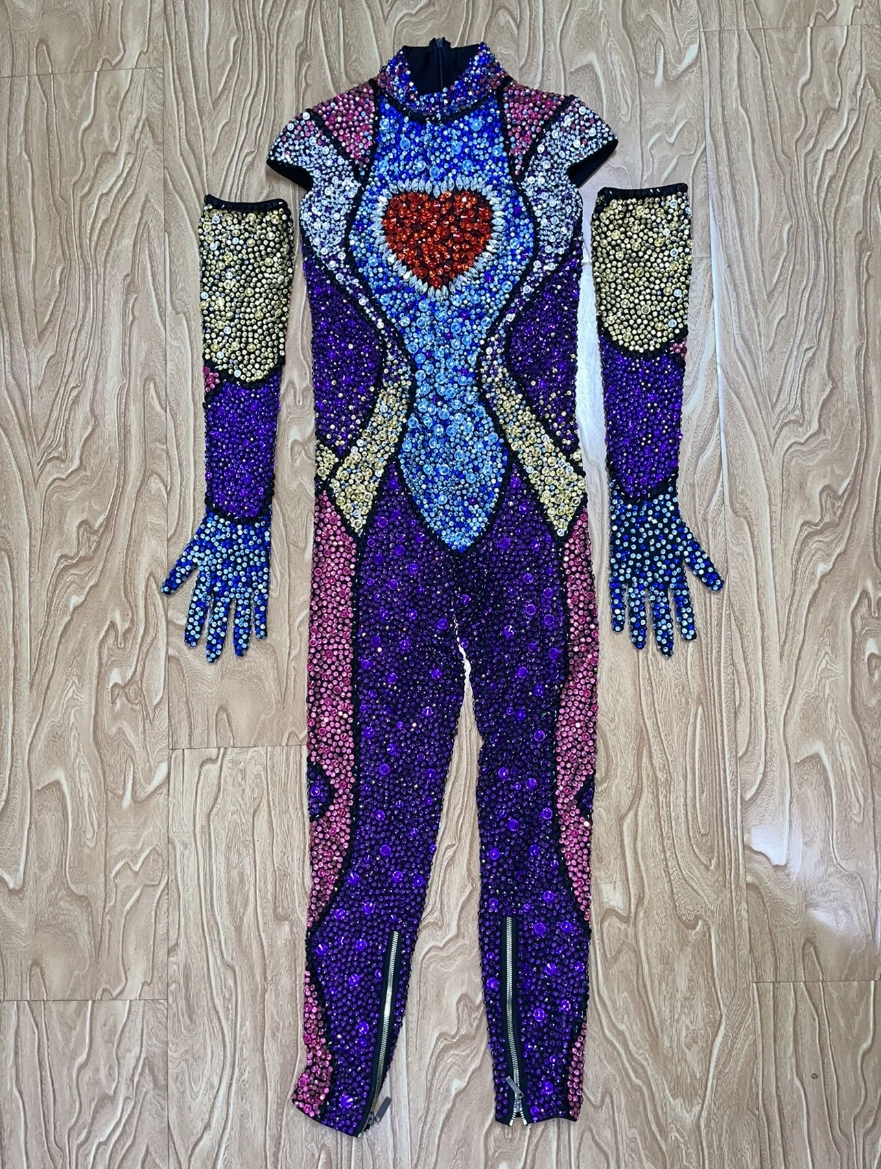 Singer Rhinestones Bodysuit Sexy Bodycon Jumpsuit Plus Size Showgirl ...