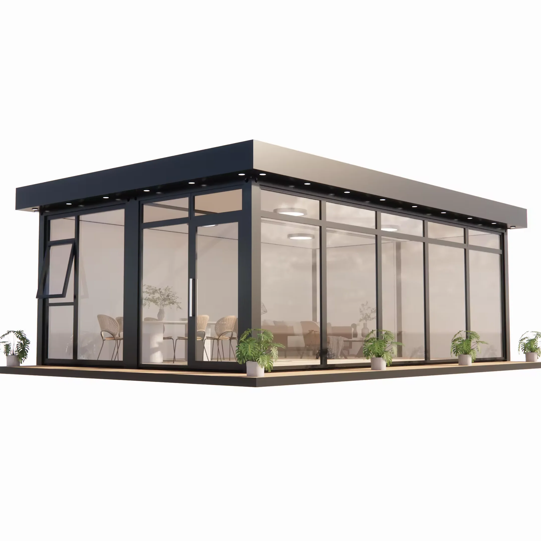 luxury small smart one room tiny glass houses villa modular ...