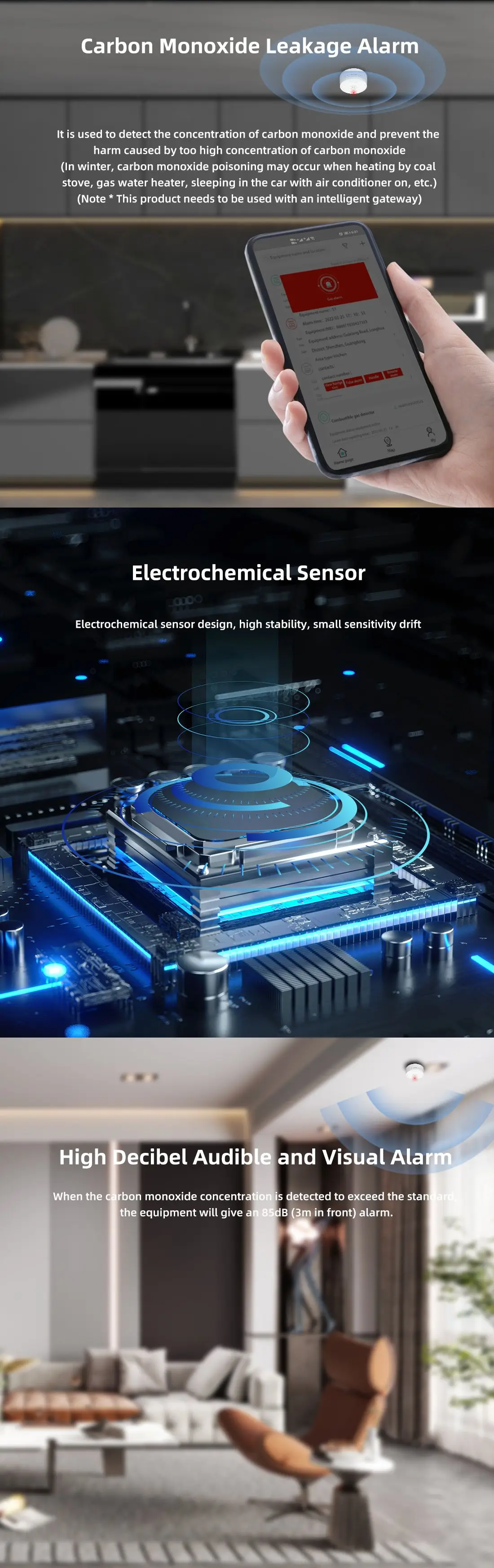 Fire Alarm Detection Devices Smart Carbon Monoxide Detector Tuya Zigbee ...