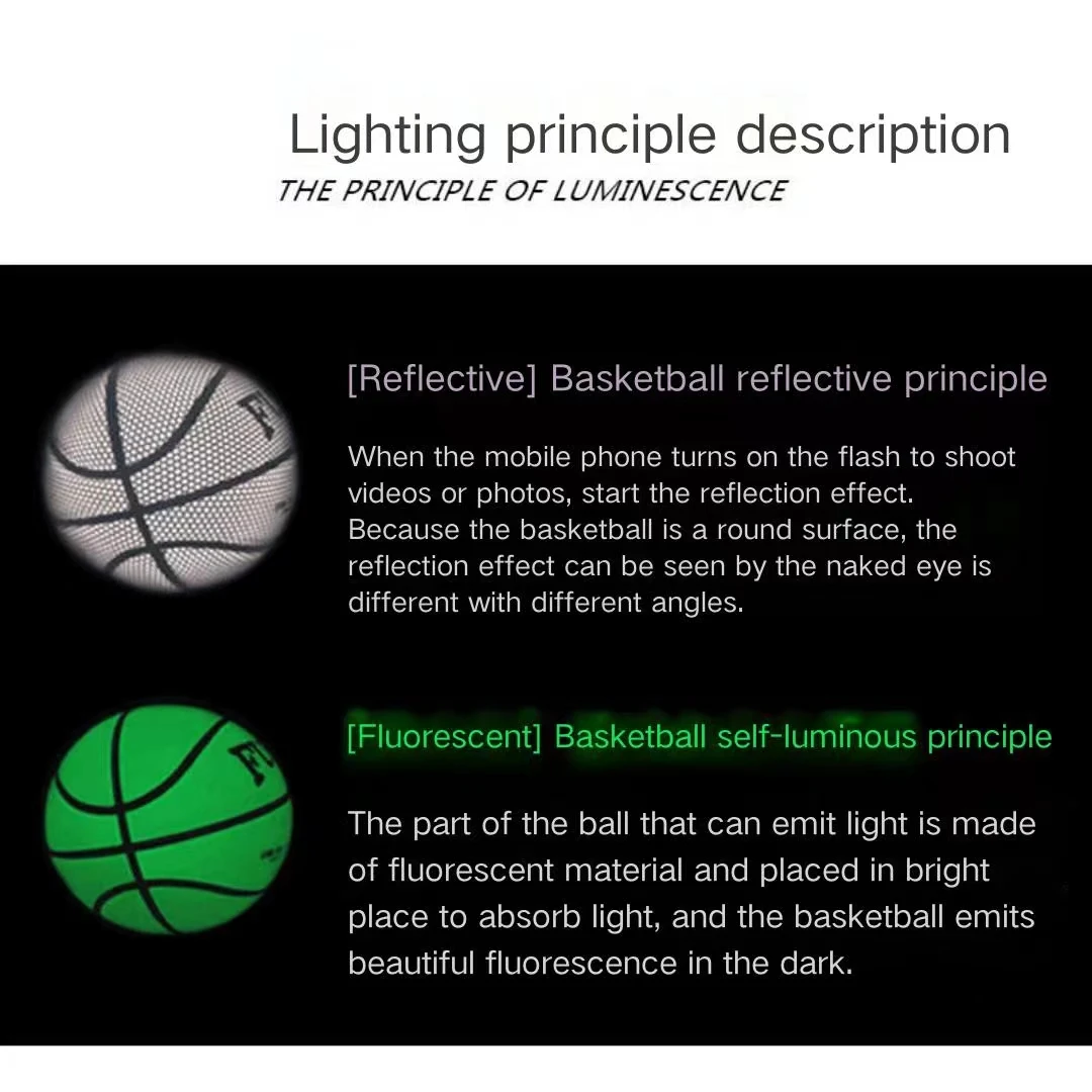 Reflective Basketball Fluorescent Luminous Luminous Ball For Game ...