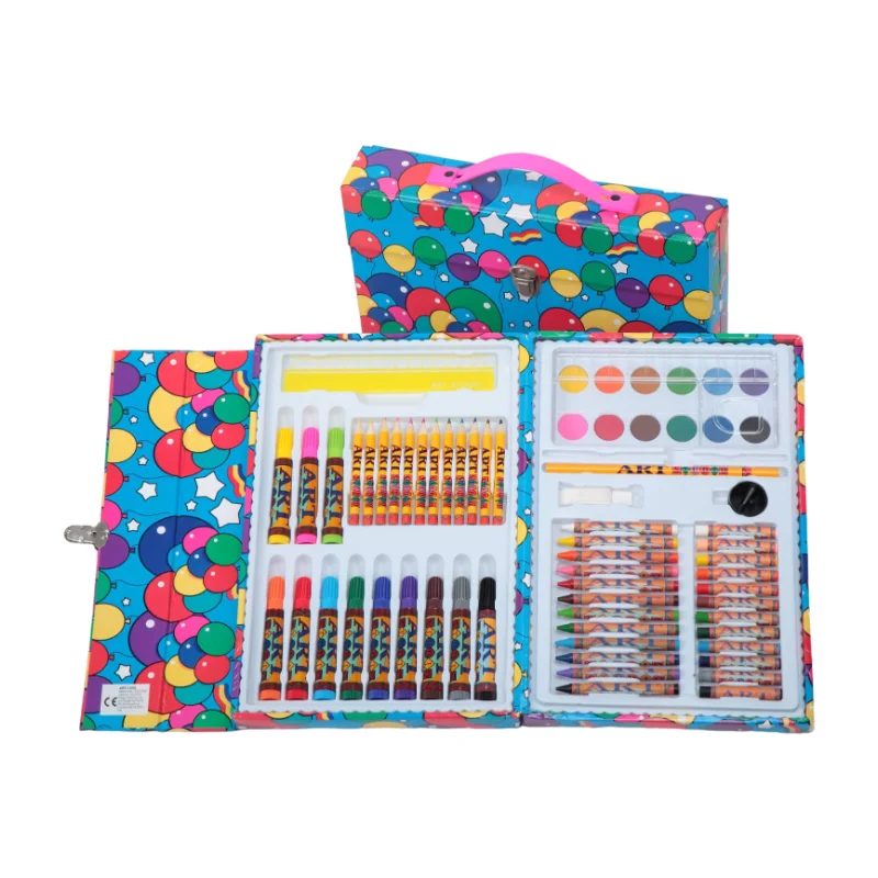 68PCS COLOR BOX ART SET 1 RULER 12 MARKERS Drawing Box of Wooden Art ...