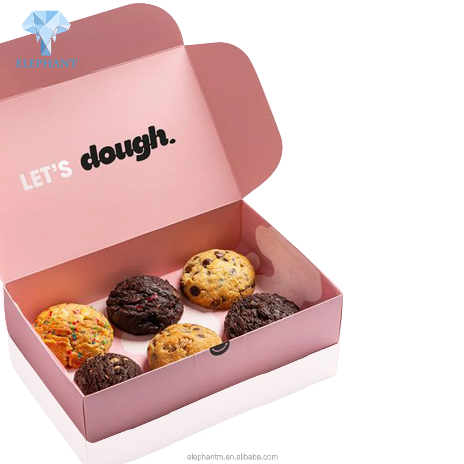 Folding Packaging Boxes for Pastries Cookie Small Cakes Pink Pastry Box ...