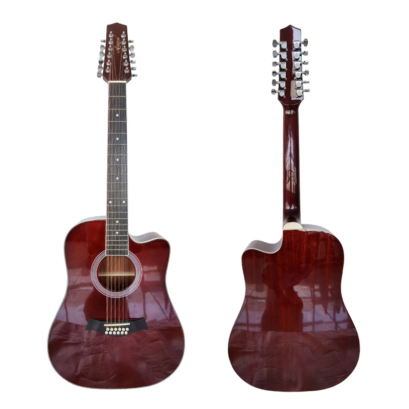 Stocked Promotional Cheap Gloss Aiersi Cutaway All Mahogany12 String ...