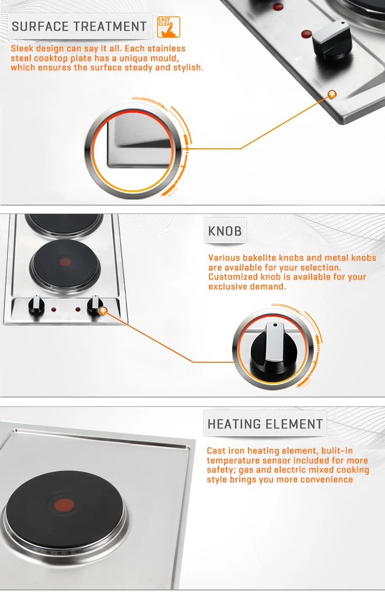 Stainless Steel Top 2 Burner Electric Hob For Kitchen Cooktop Electric ...