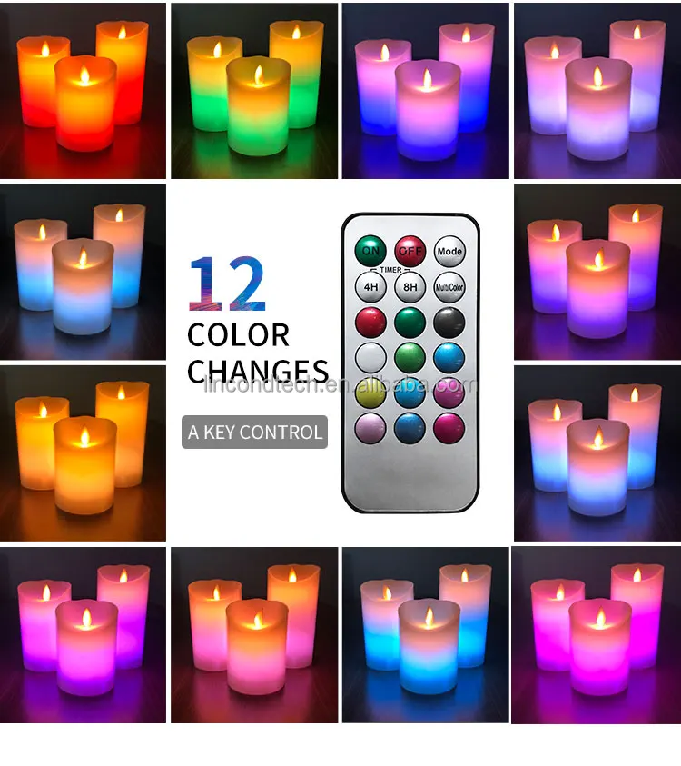 Real Wax Electric Flameless Candle Remote Controlled Flameless Led ...