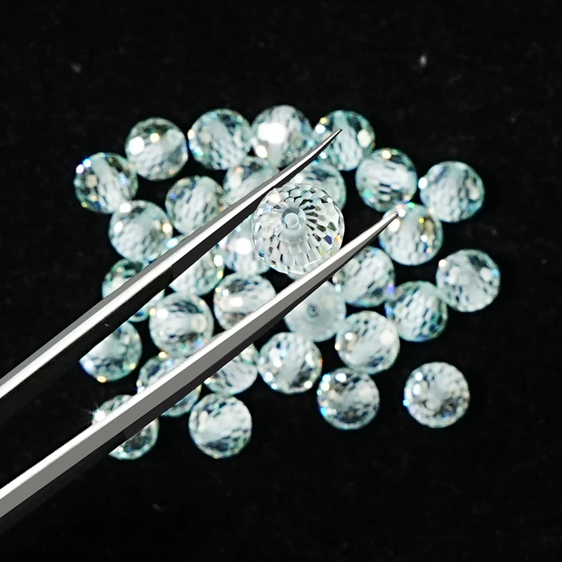 SICGEM Custom Blue 5mm Round Faceted Loose Moissanite Beads