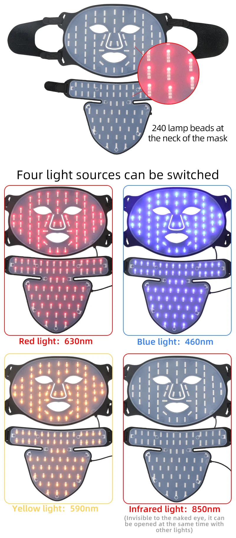Kinreen LED Facial Mask - Multi-Wavelength Light Therapy