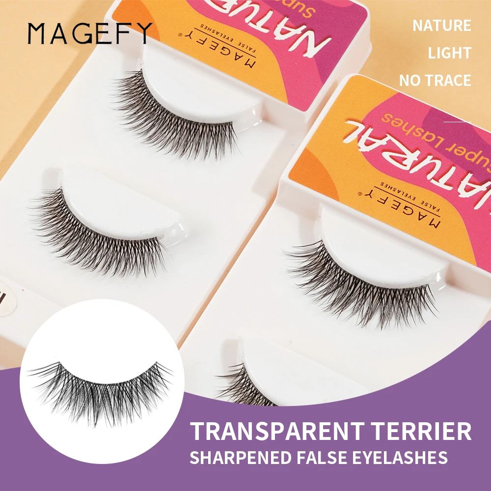 Magefy Handmade Natural Looking Faux Mink Invisible Band Strip Lashes ...