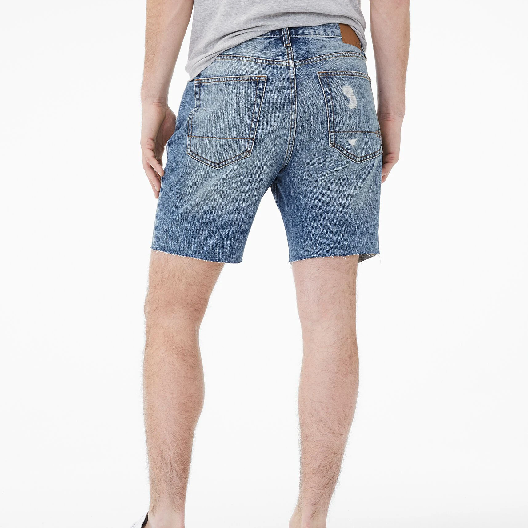 Custom Men's Ripped Destroyed Wash Short Jeans With Raw Hem Short ...