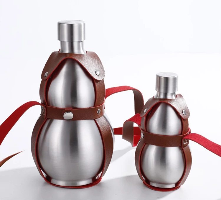 Outdoor Kettle Portable Water Cup Gourd Shape Hip Flask Watertight ...