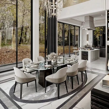 Villa Design Concept Dining Table And Chair Combination Set Luxury ...