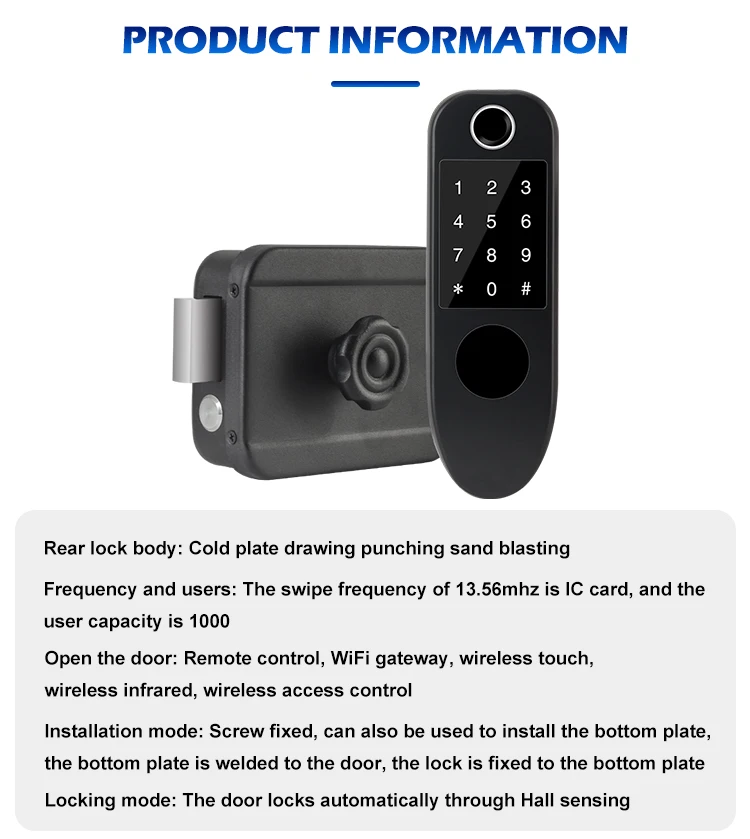 Tuya Black Electronic Smart Cabinet Lock Password Fingerprint Control ...