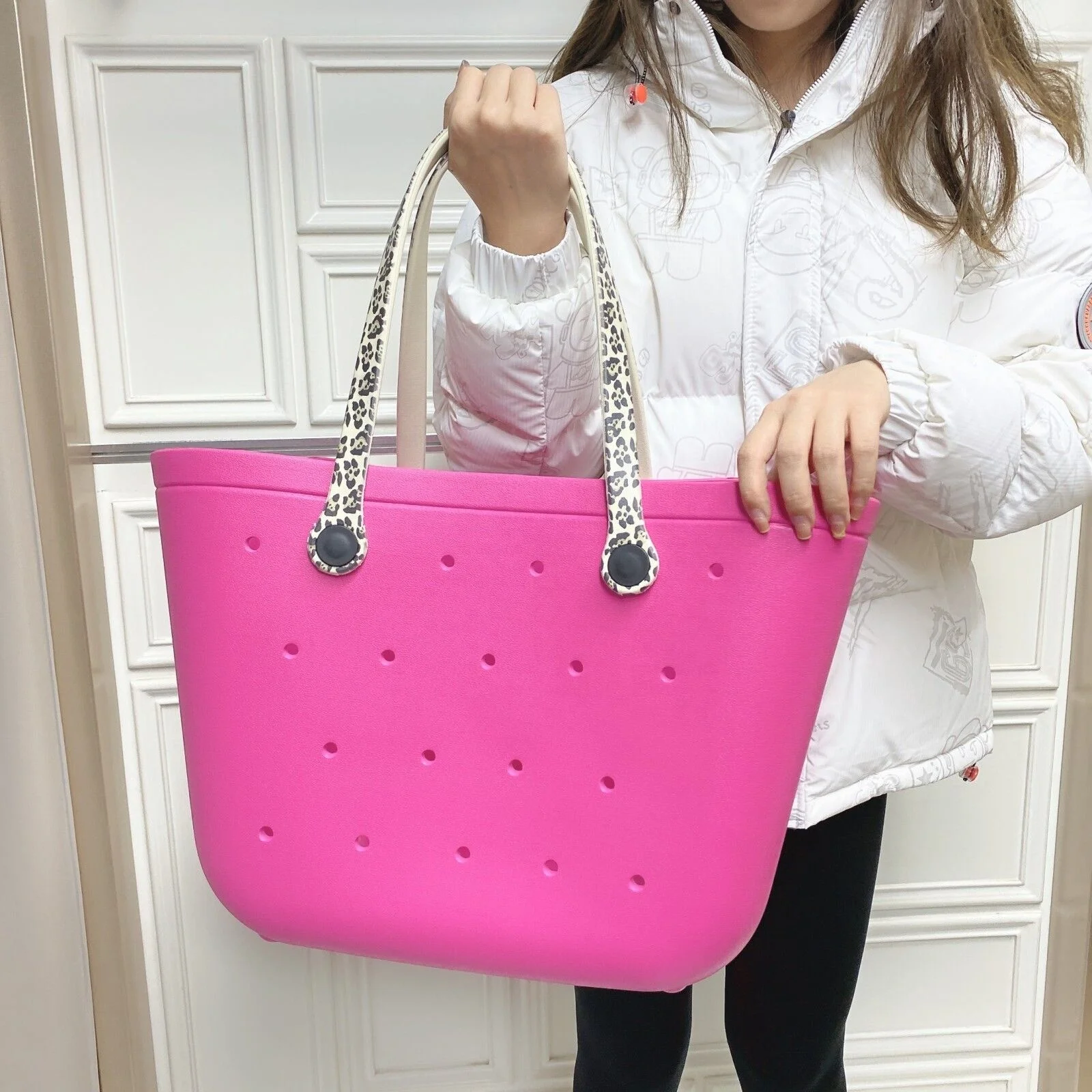 Ladies Handbag Eva Bag with Holes New Color Beach Bag Silicone Charms ...