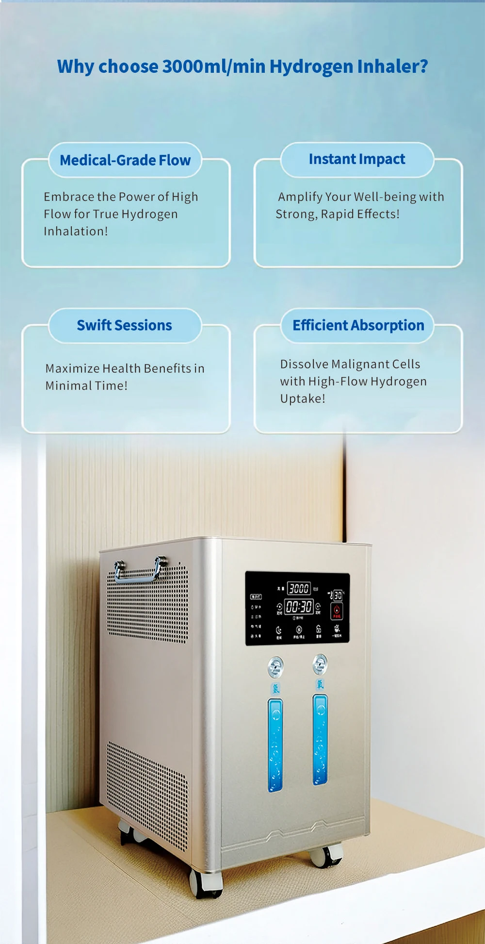 Hydrogen Inhalation Machine 3000ml Pure Hydrogen Therapy Machine H2 Therapy Machine Idhg13 - Buy ...