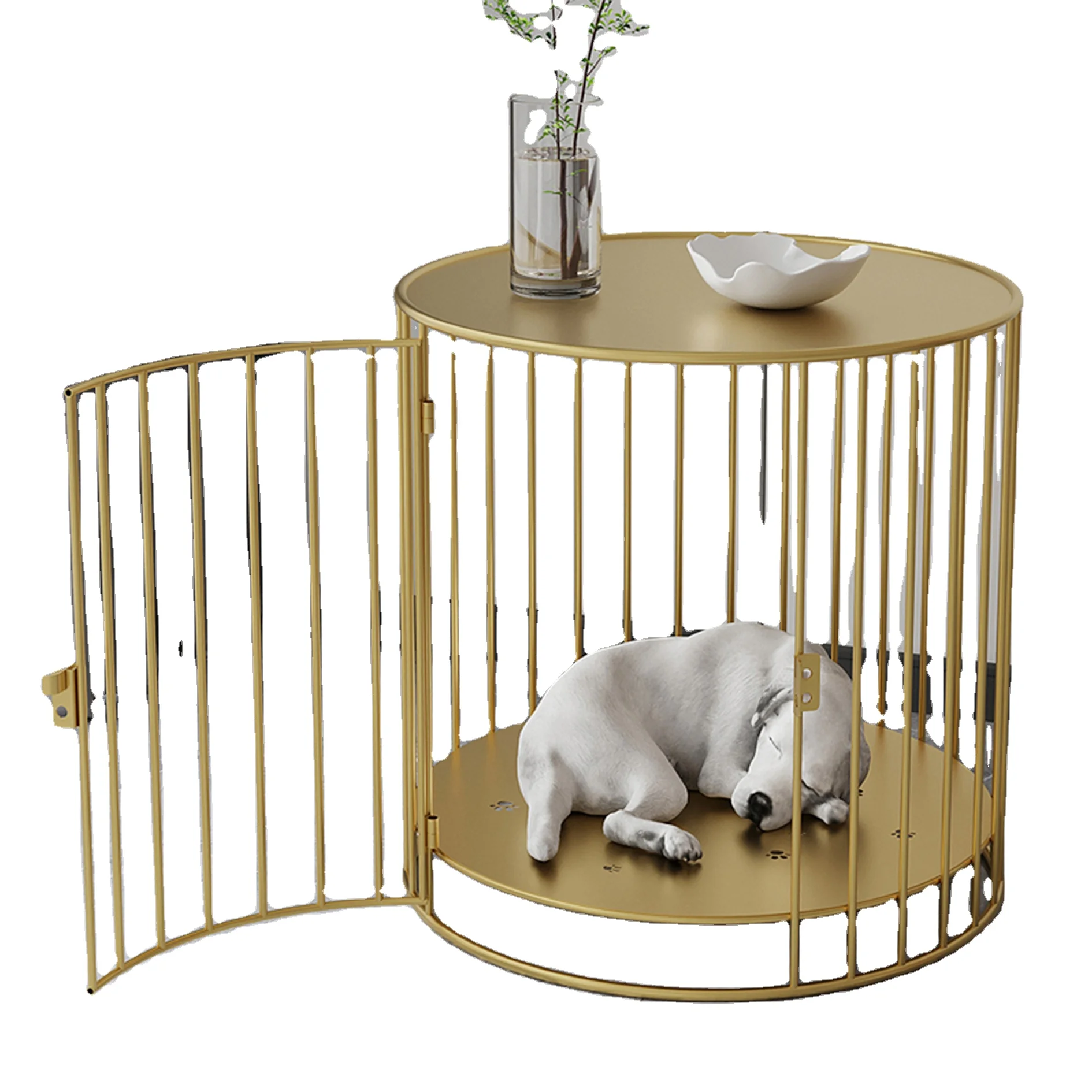 MOFESIPI Heavy Duty Round Dog Cage Metal Kennel and Crate for Small ...