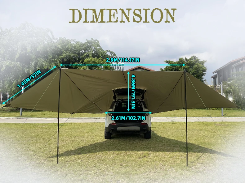 Portable Tailgate Car Awning Waterproof Rain Fly Tent for Camping SUV ...