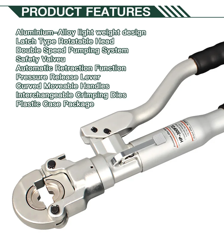 HP-300FZL Hydraulic Cable Crimper 16-300mm2 with Latch Type Rotatable ...