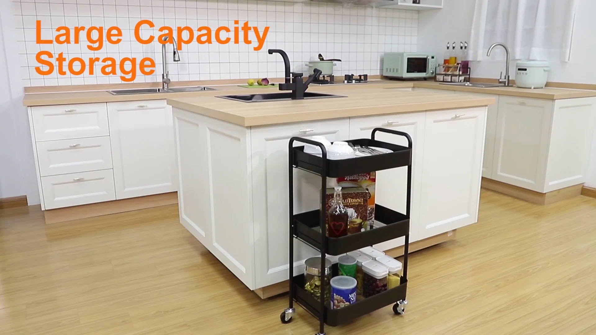 Professional Design Metal Rolling Utility Shelf Storage Cart 3 Tier No ...