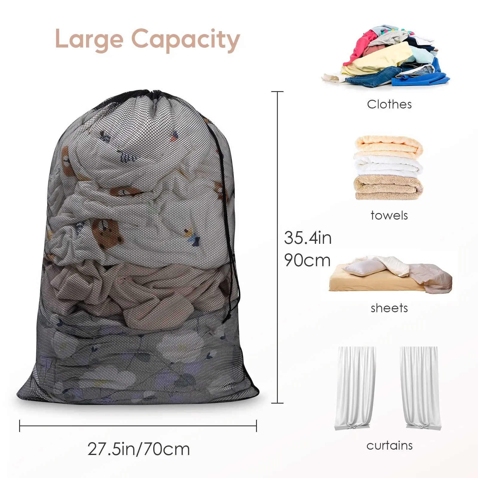 Custom Reusable Large Size Foldable Drawstring Wash Bag Hotel Washing ...