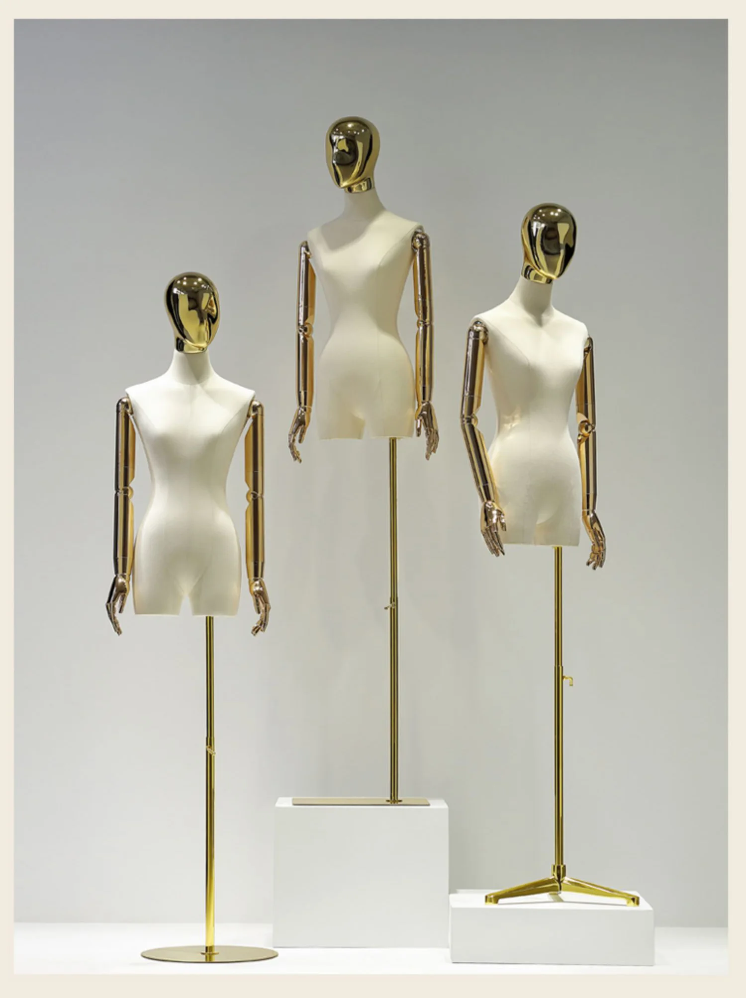 Mannequins Female Professional Shiny Plating Head Fashion Show Metal ...