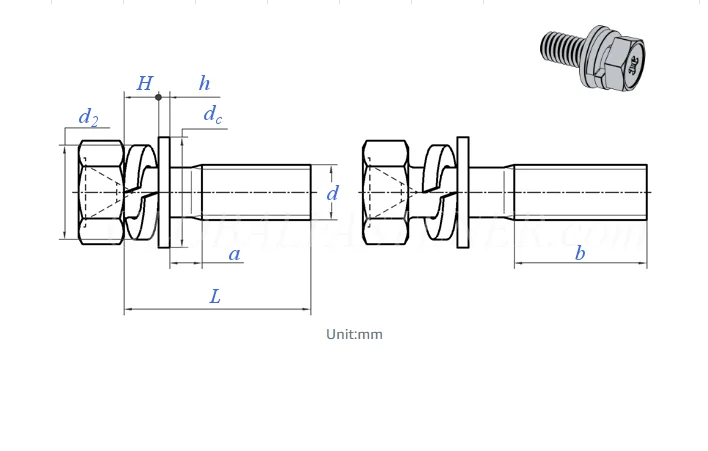 Hex Flange Phillips Recess Sems Screw Grade4.8 Zine Plated - Buy Hex ...
