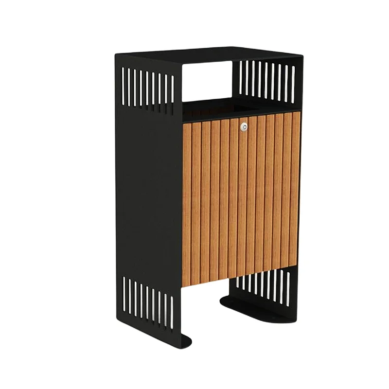Outdoor Container Waste Bin Park Commercial Wood Outdoor Trash Can ...