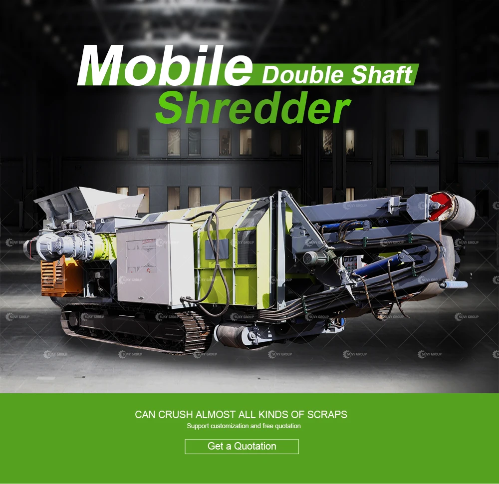 Mobile Shredder with Track Mobility for Industrial Debris