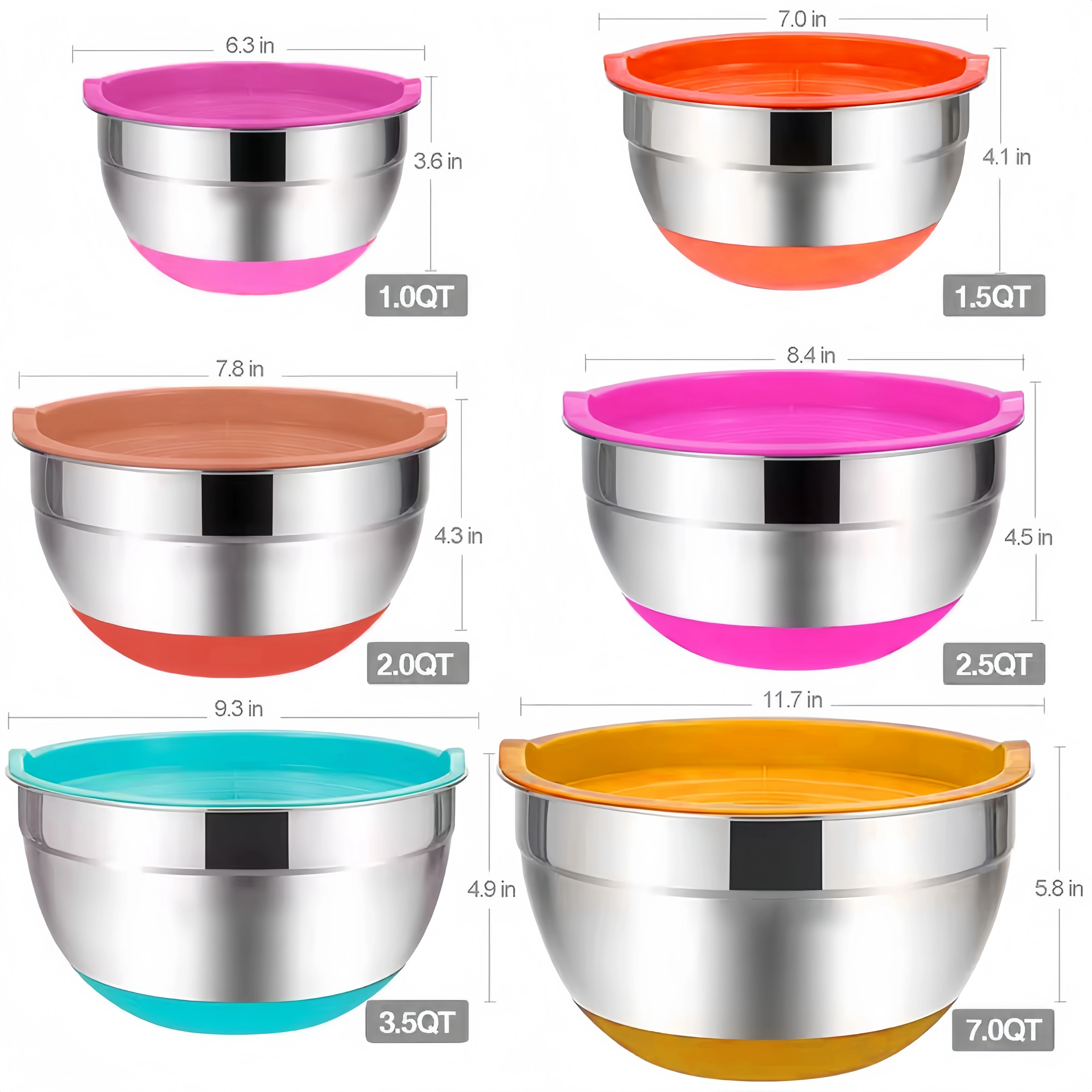 YITIAN Kitchen Accessories Silver Mixing Bowl Bottom 201 Stainless ...