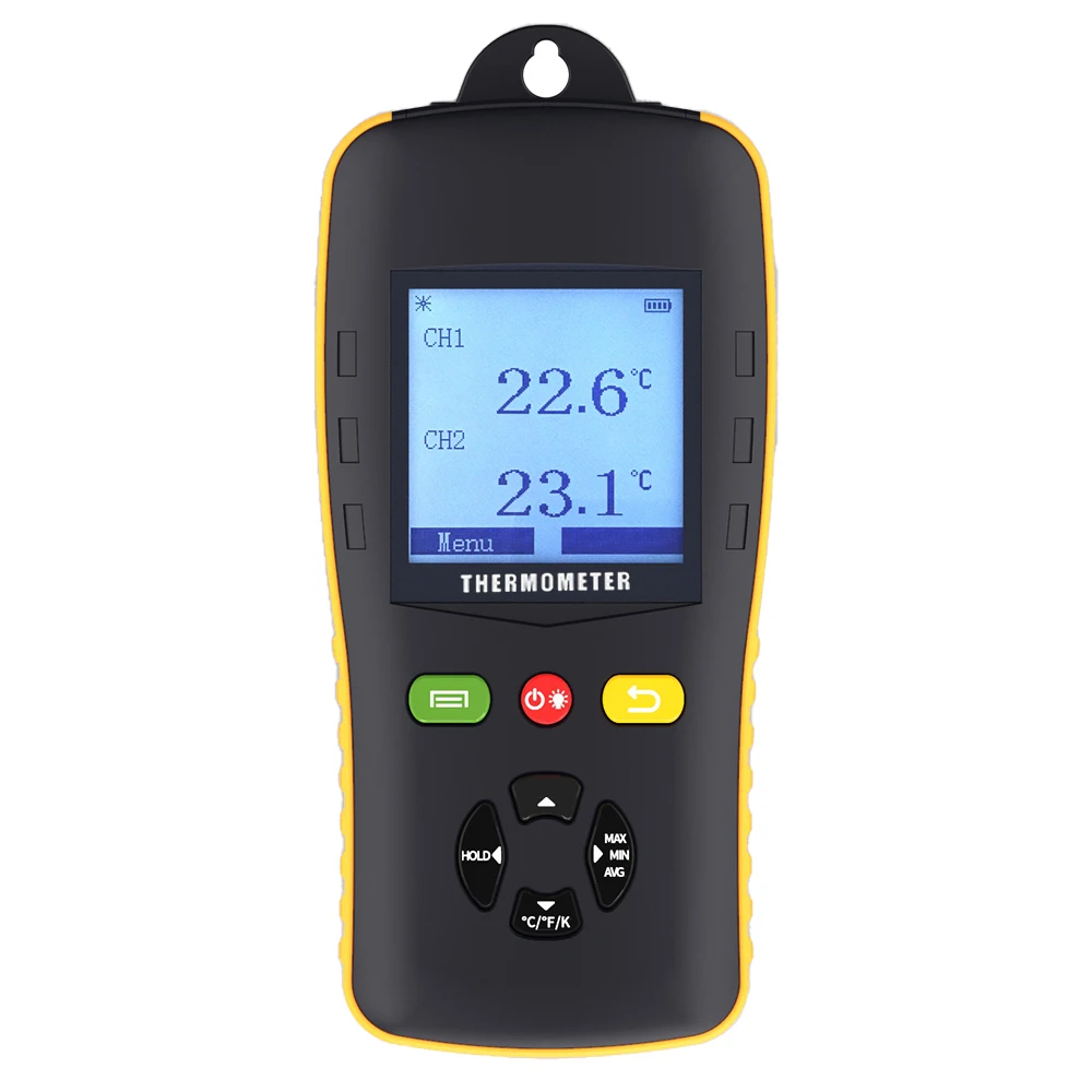 Two Channel PT100 Probe Smart Digital Handheld Thermometer with Data ...