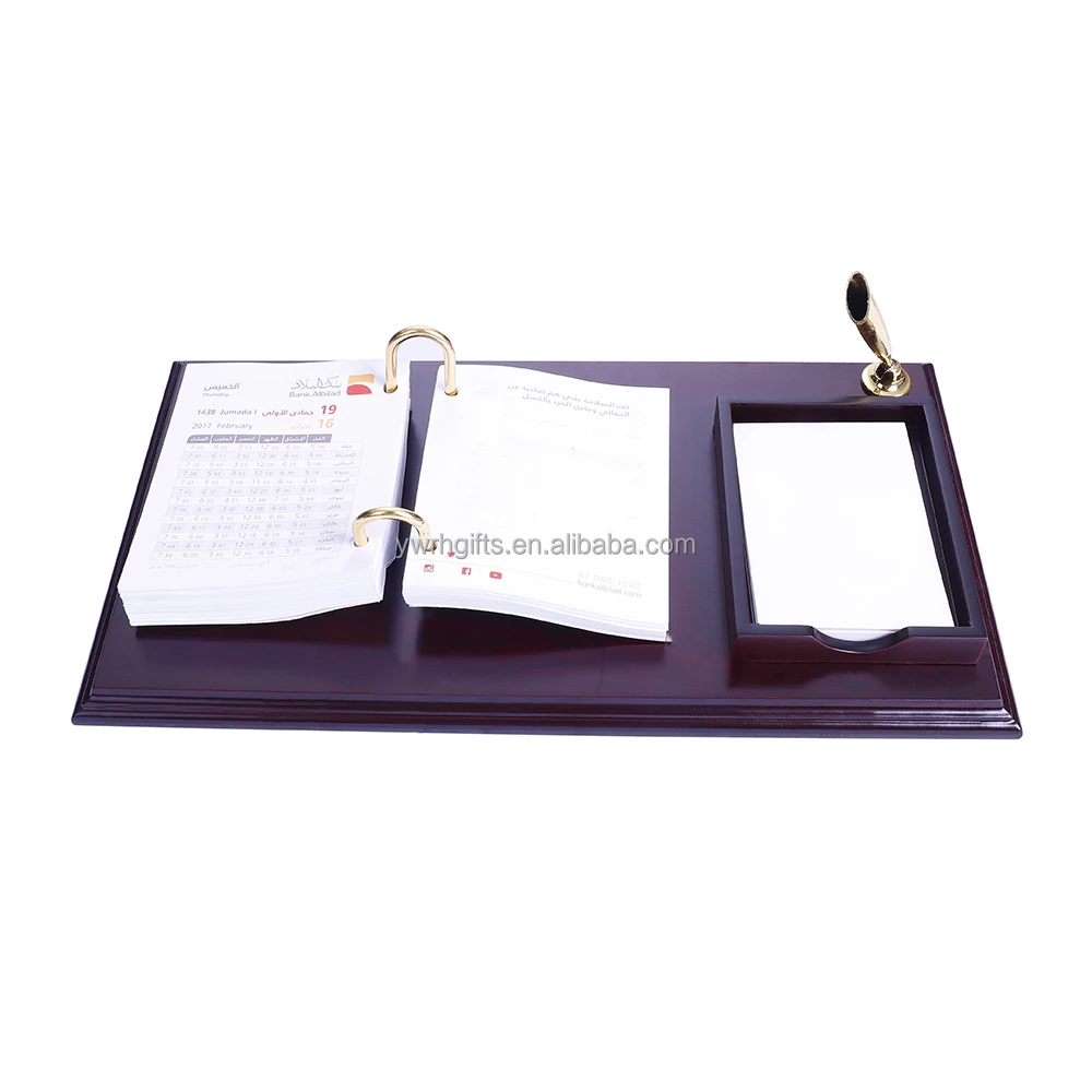 Big Size Wooden Desktop Calendars With Pen Holder And Note Box For ...