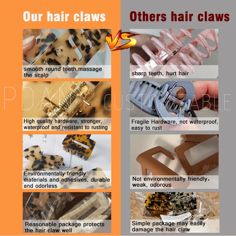 Pdany 2024 Custom Acetate Hair Claw Clips For Women Girls Wholesale ...