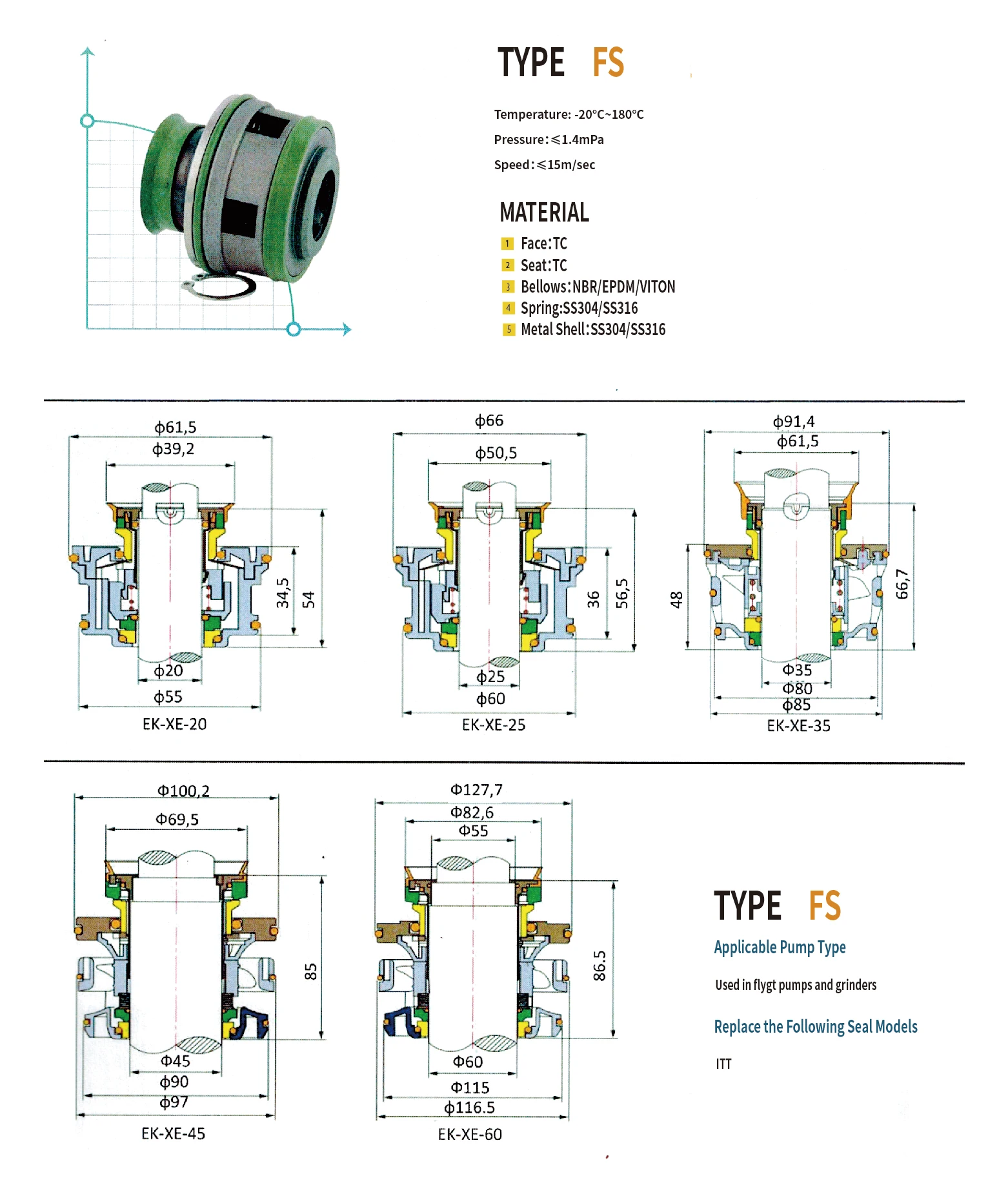XD-FS Cartridge Mechanical Seals for Pumps - Reliable Performance