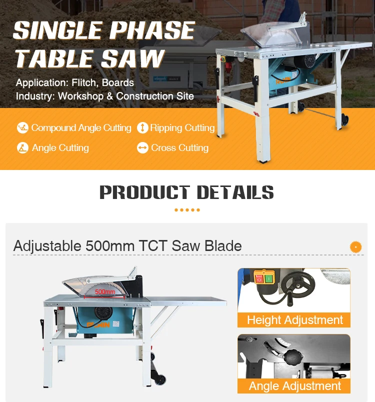 Foldable Legs 20 Inch Table Saw - Versatile Woodworking Tool