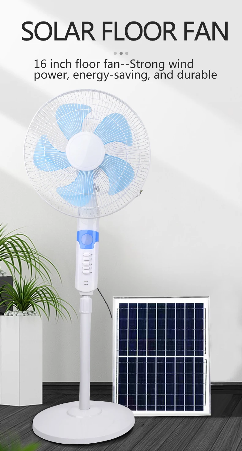 Custom 16 Inch Solar Power Ac Dc 12V Fan with Solar Panel Led Light ...