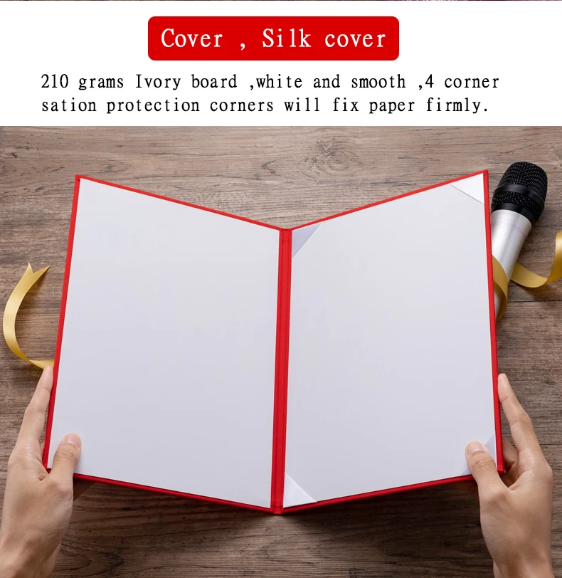 Maroon Velvety Certificate Holder File Folder - Custom Sizes