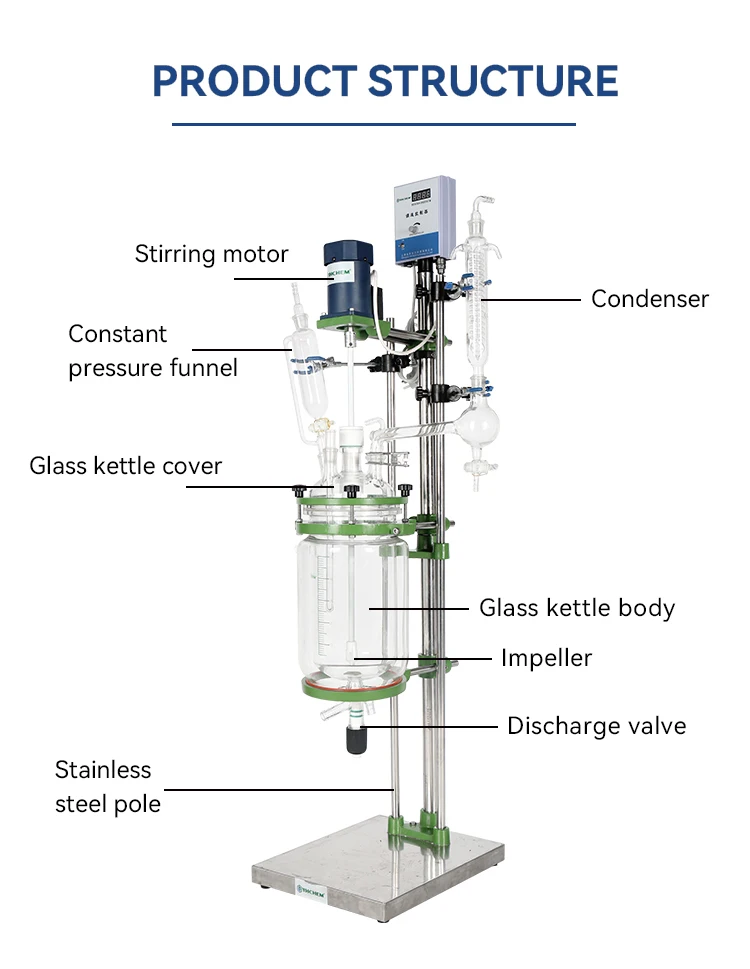1 Liter Laboratory Bioreactor Stirred Distillation Reaction Vessel ...