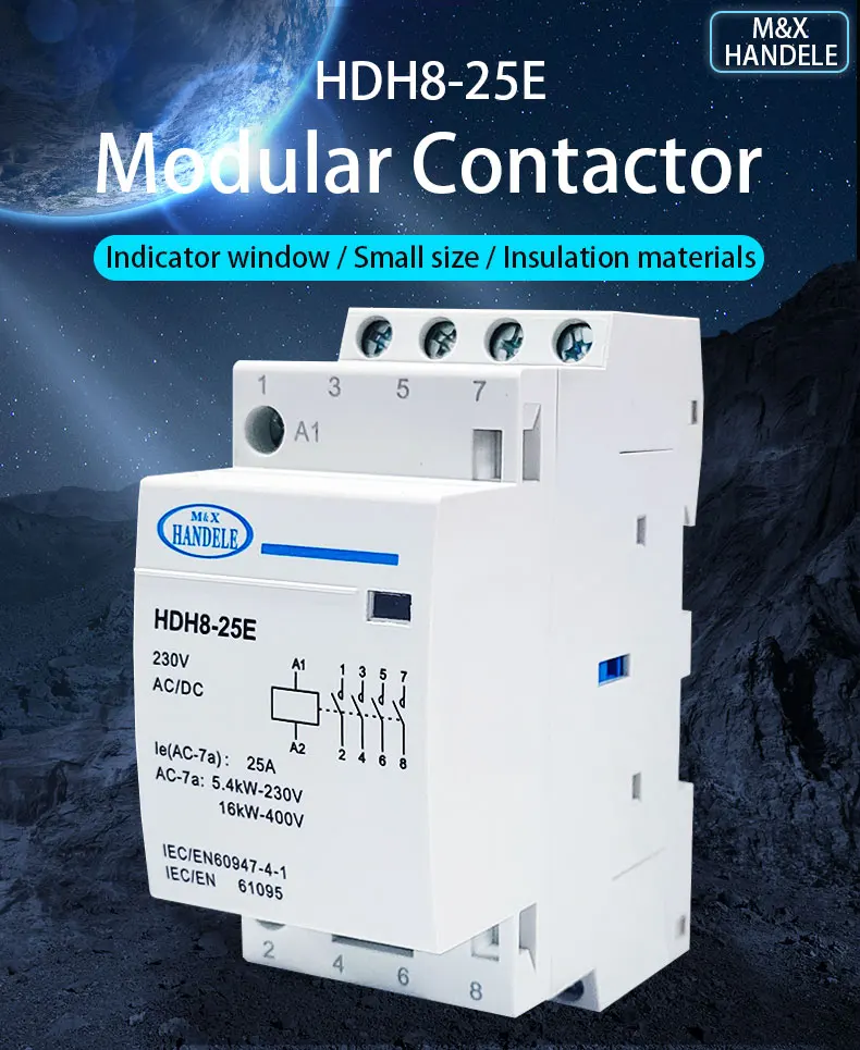 4p 25a 230v 2no 2nc Mini Contactor Ac/dc Contactor Hdh8-25e Electrical ...