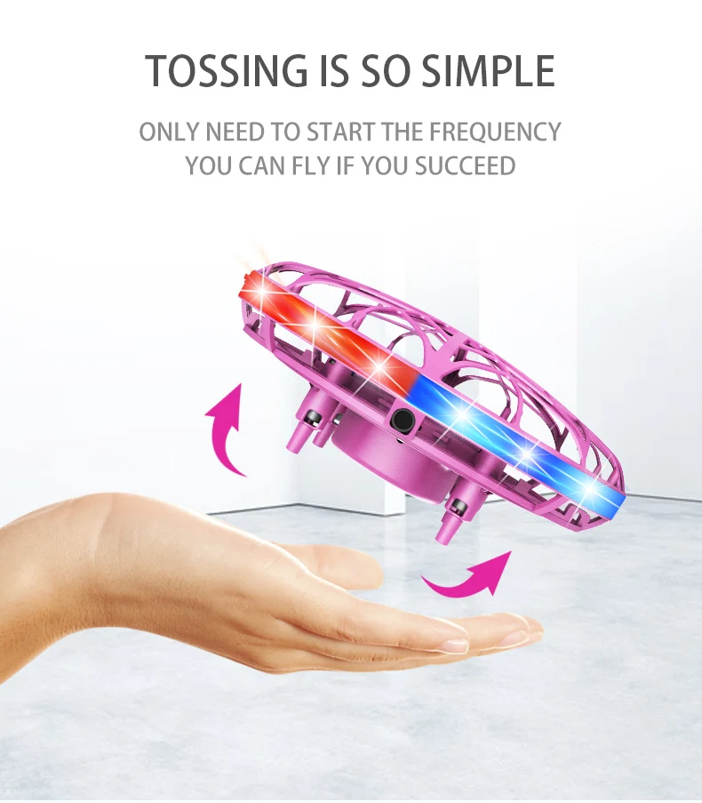 Flytec 2021 Hand Controlled Led Glow Stunt Ufo Drone With Five Gesture ...