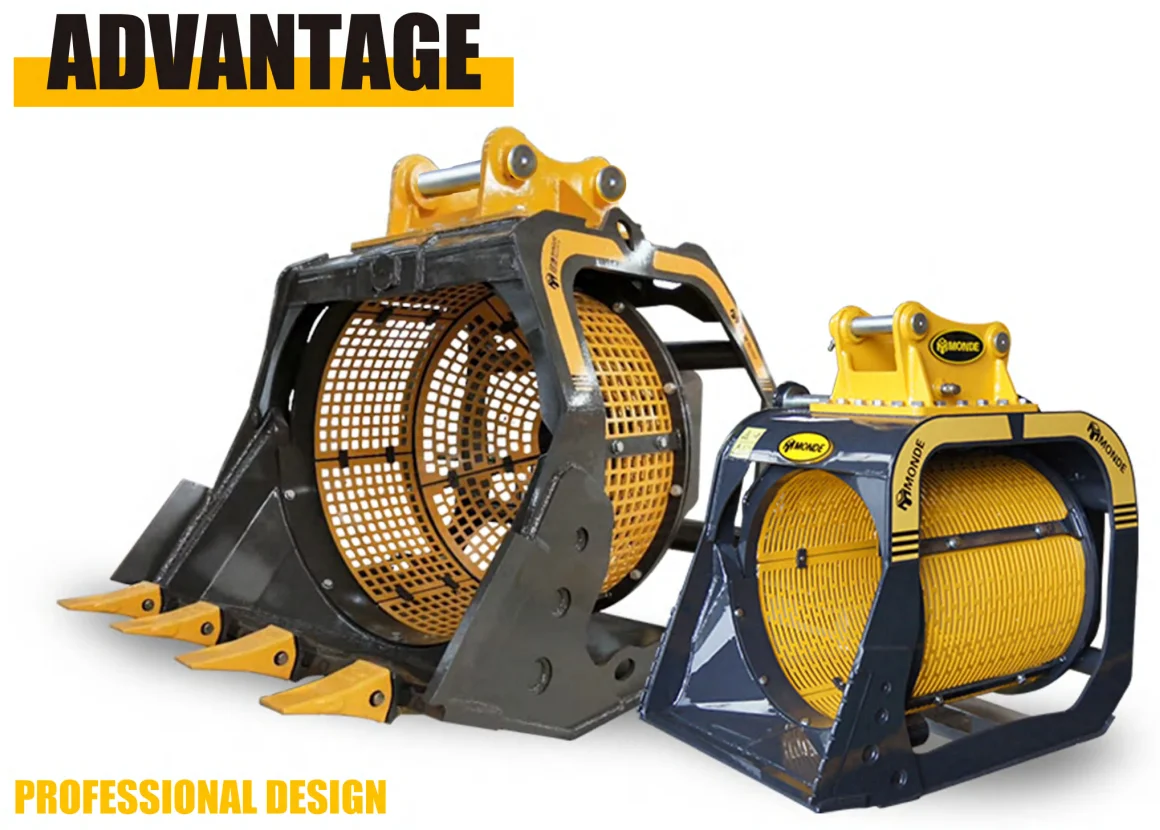 MONDE Mini Excavator Rotating Screening Bucket - Sand Sieve