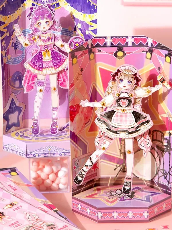 Simno Diy Paper Puppet Doll 3d Quiet Book Cute Girl Scrapbook Stickers ...