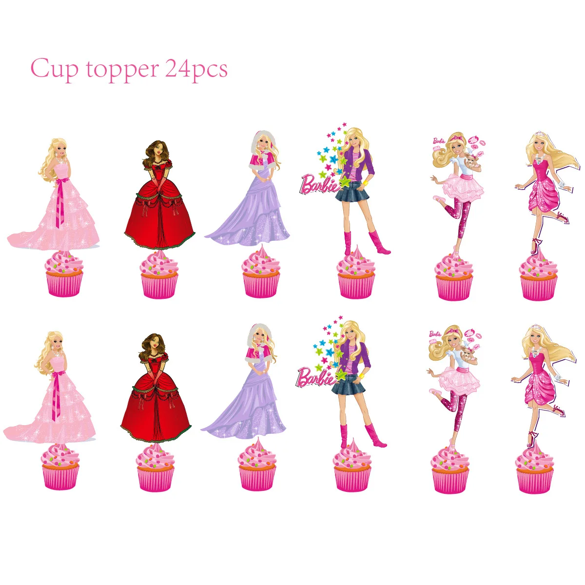 Cute Pink Doll Balloons Set for Baby Girl Birthday Party Decorations Cartoon Princess Theme ...