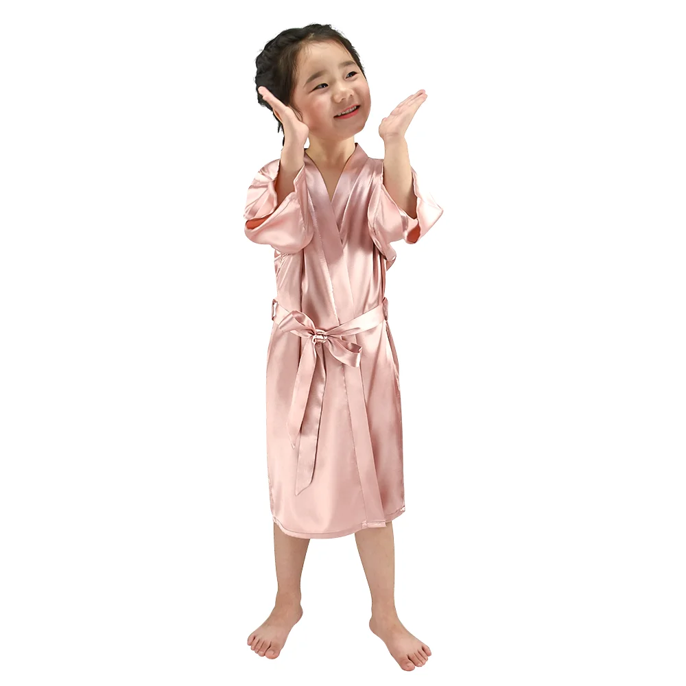 Wholesale Cute Girls Kids Spa Silk Satin Robe 2 Piece Set Kids Satin ...