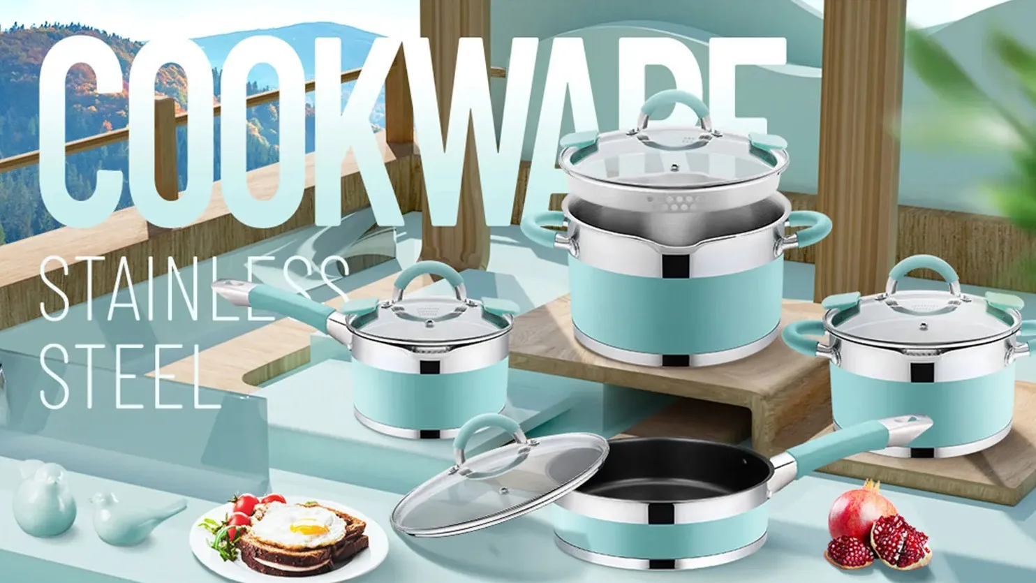 Realwin Kitchen Cookware Cooking Pots And Pans Stainless Steel Sauce ...