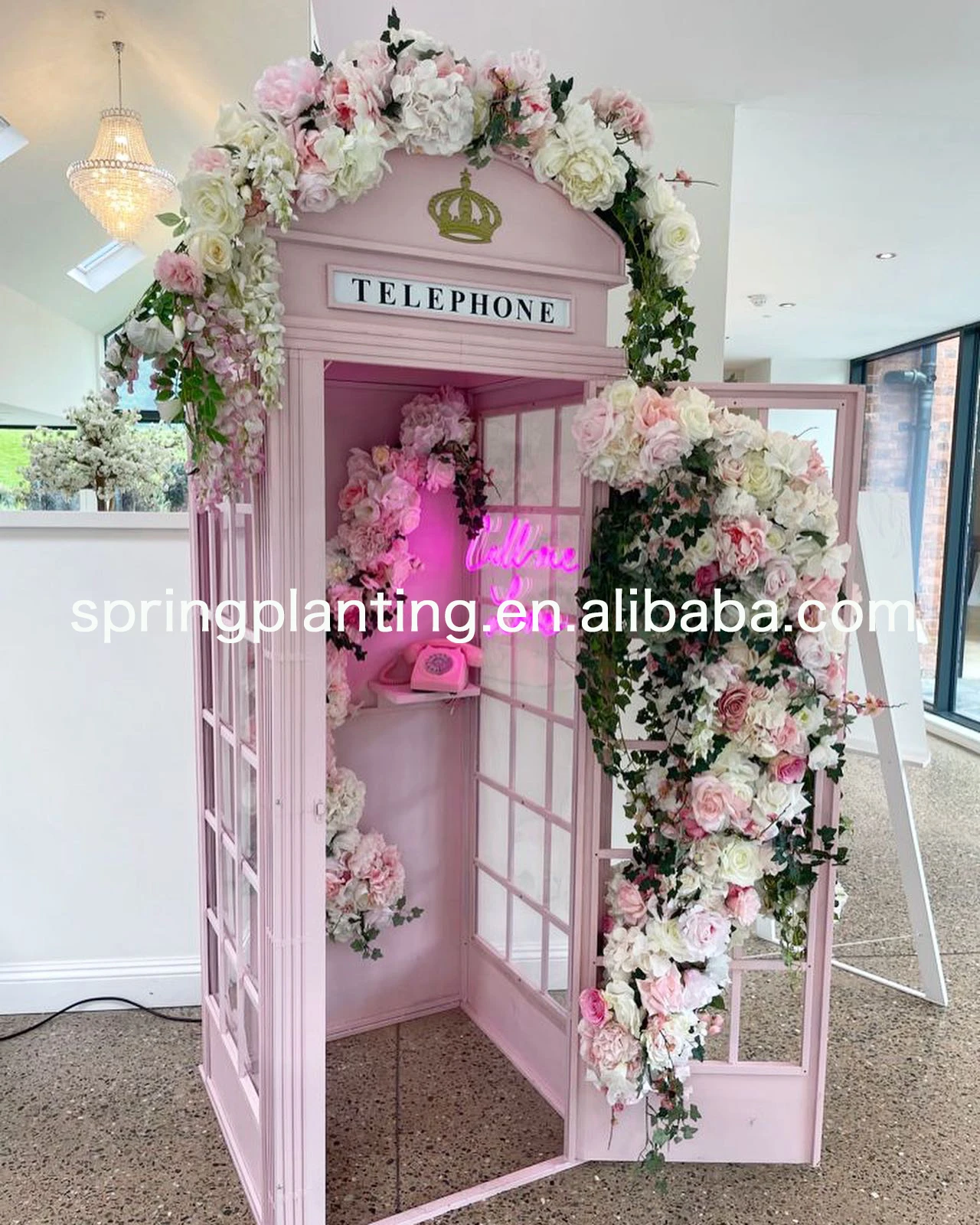 Pink Telephone Booth - Retro Wedding Decor for Shopping Mall