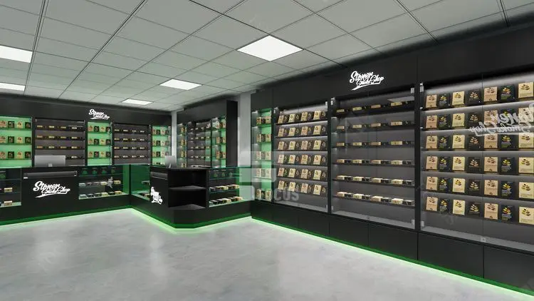 Luxury Kiosk Counter Design Smoking Display Rack Glass Cabinet Showcase ...