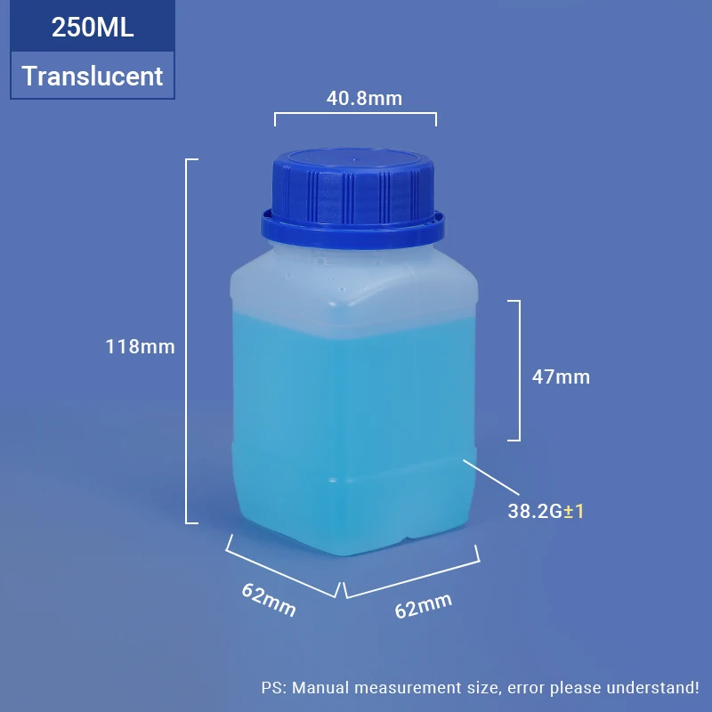 Custom Label Square Plastic Reagent Bottles Chemical Solution Medical ...