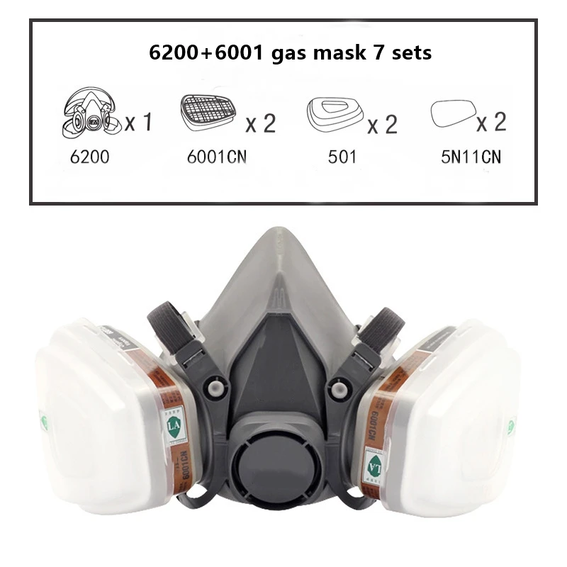 Conjunto Completo Mascara Respiratoria 6200 Respirador Gas Mask for ...