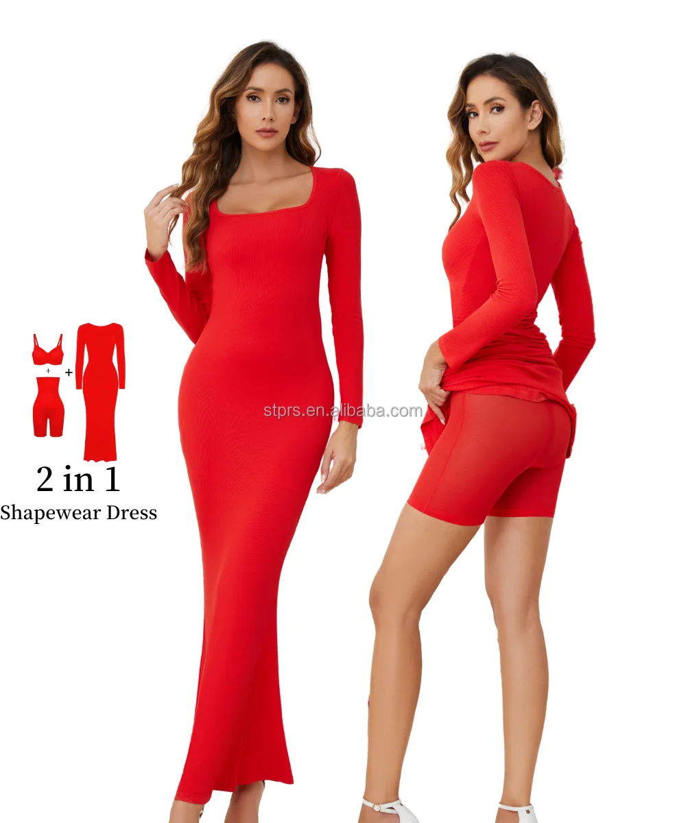 Schufeja 8 In 1 Shaper Dresses Square Neck Plus Size Shapewear For ...