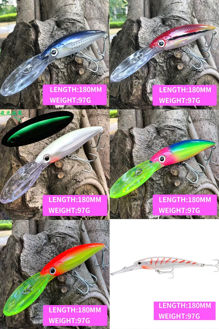 RUNTOO Heavy Minnow Wobbler Deep Diving 180mm 97g Pesca Trolling Big ...