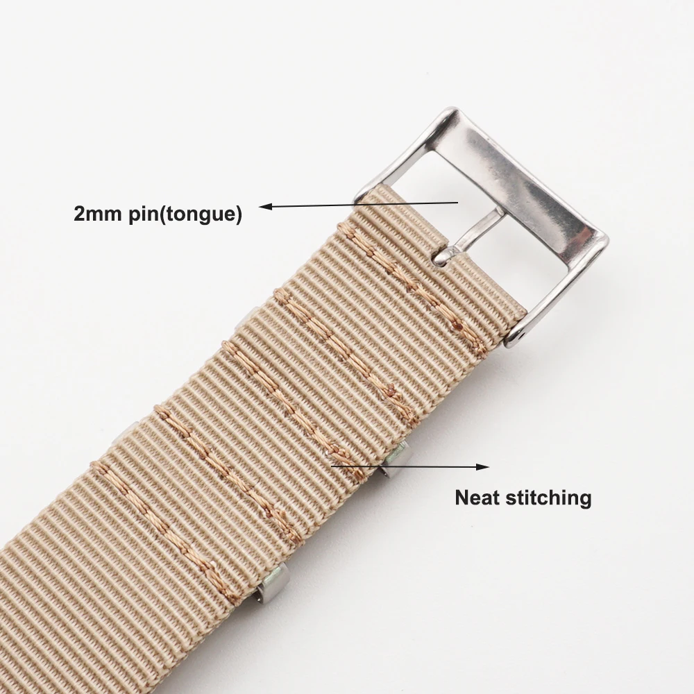 JUELONG One Piece Nylon Watch Strap 20mm 22mm Brown Fabric Watch Band ...